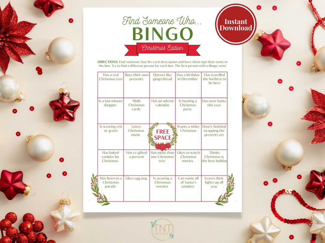 Christmas Find Someone Who Bingo Printable Game | Find the Guest ...