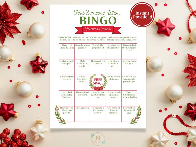 Christmas Find Someone Who Bingo Printable Game | Find the Guest ...