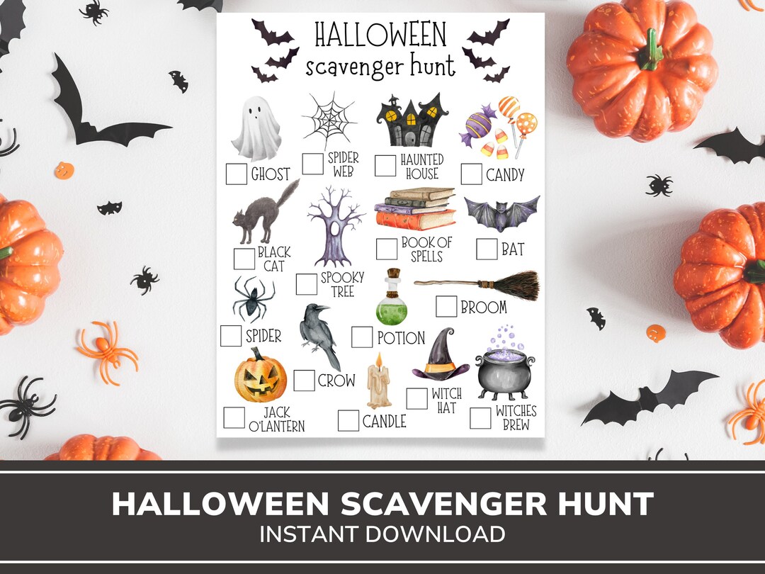 Printable Halloween Scavenger Hunt | Halloween Party Game | Halloween ...
