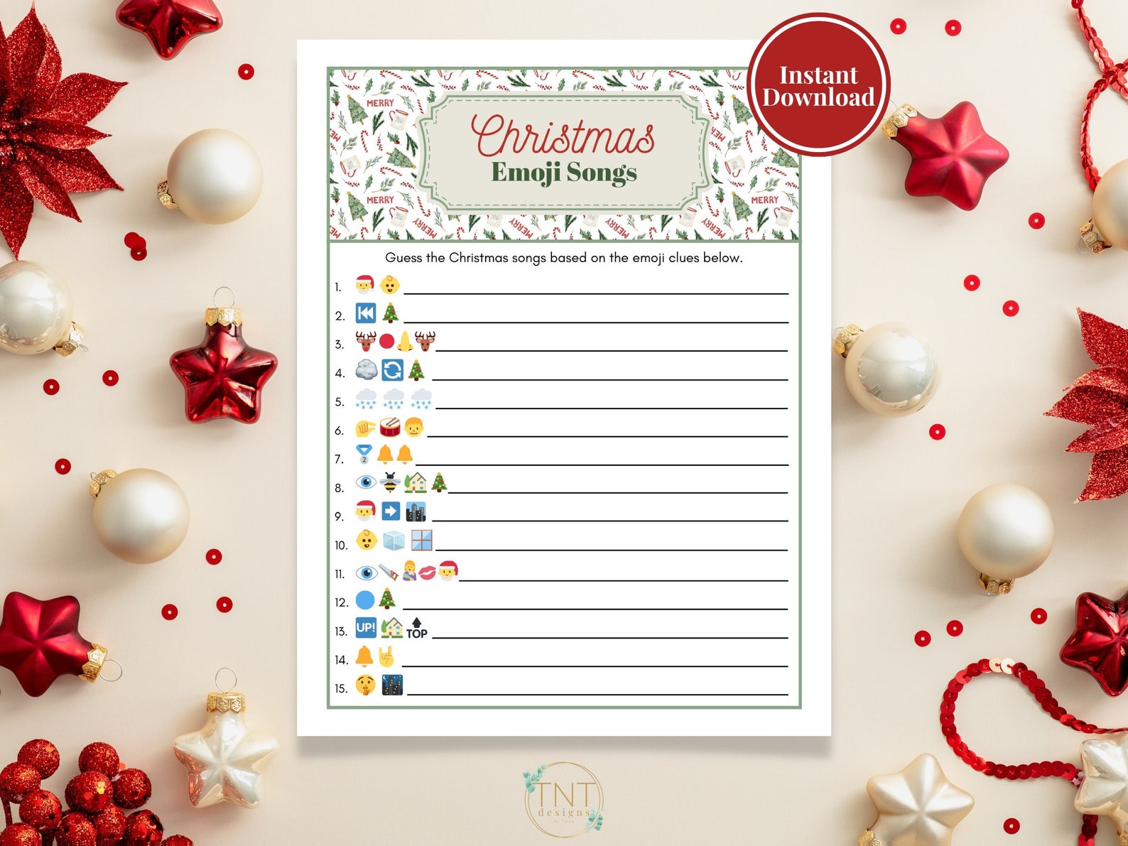 Christmas Emoji Game Printable Christmas Song Game - Etsy