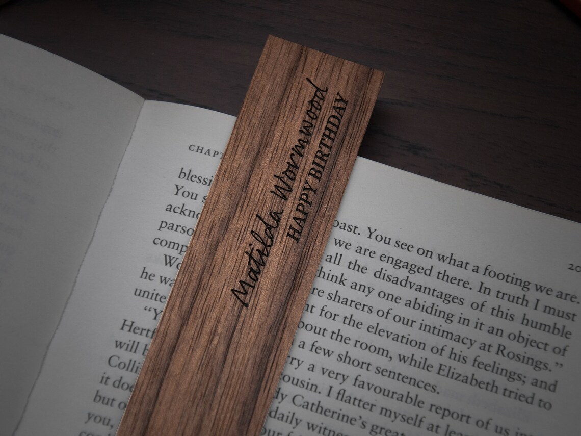 Personalized Wooden Bookmark | Ribbon | Walnut | Engraved Gift - Etsy
