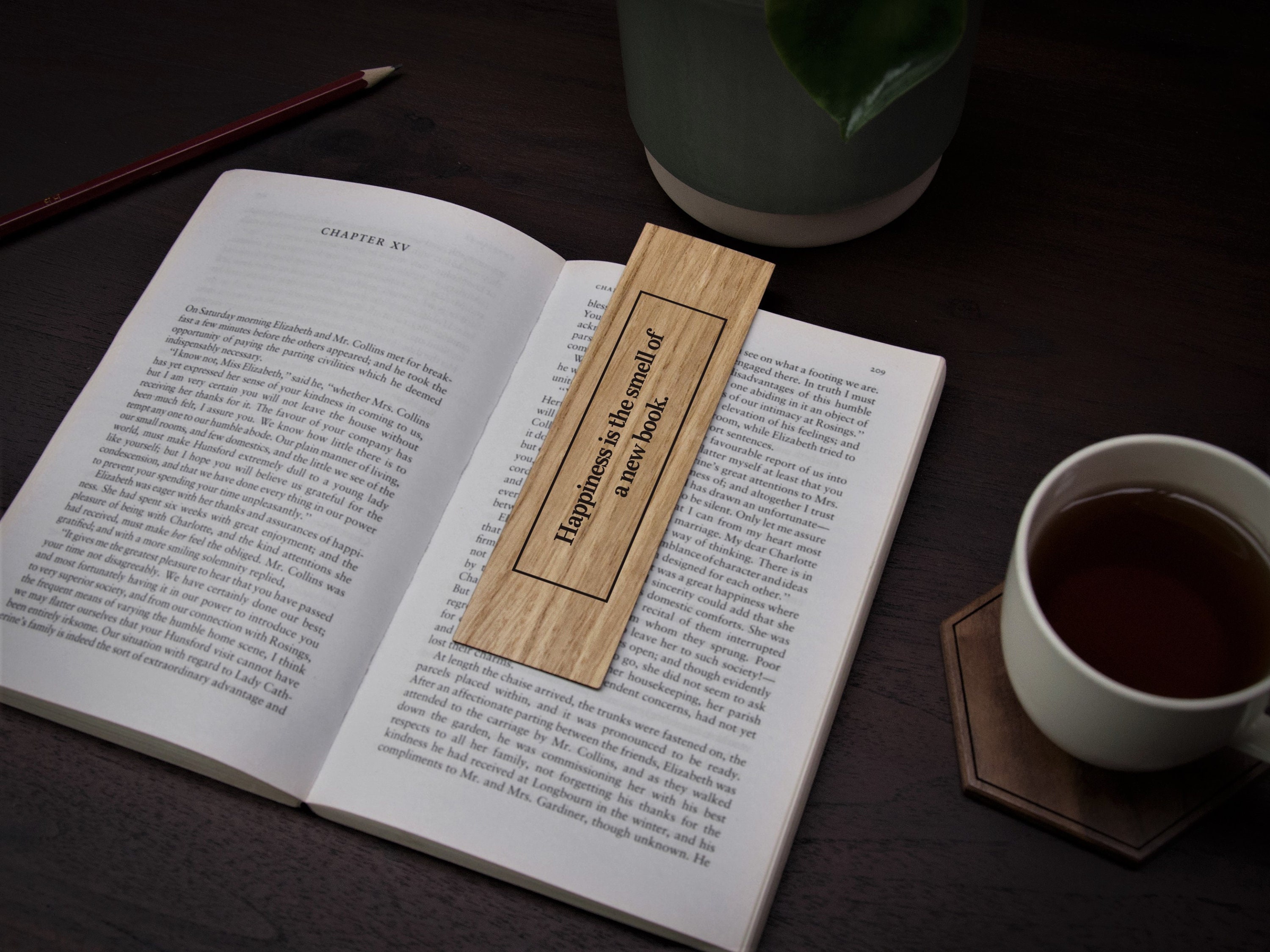Happiness Is... Wooden Bookmark | Rectangle | Oak | Engraved Gift - Etsy