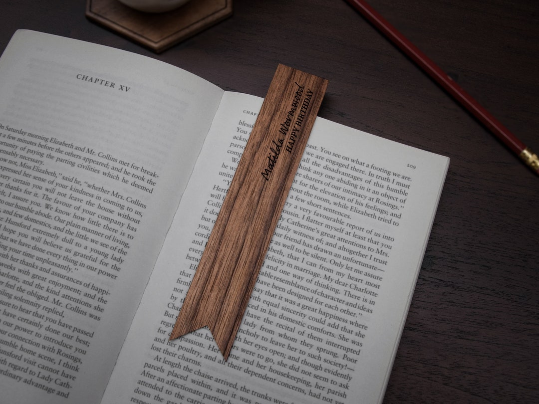 Personalized Wooden Bookmark | Ribbon | Walnut | Engraved Gift - Etsy