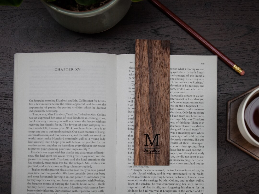 Personalized Wooden Bookmark | Rectangle | Walnut | Engraved Gift - Etsy