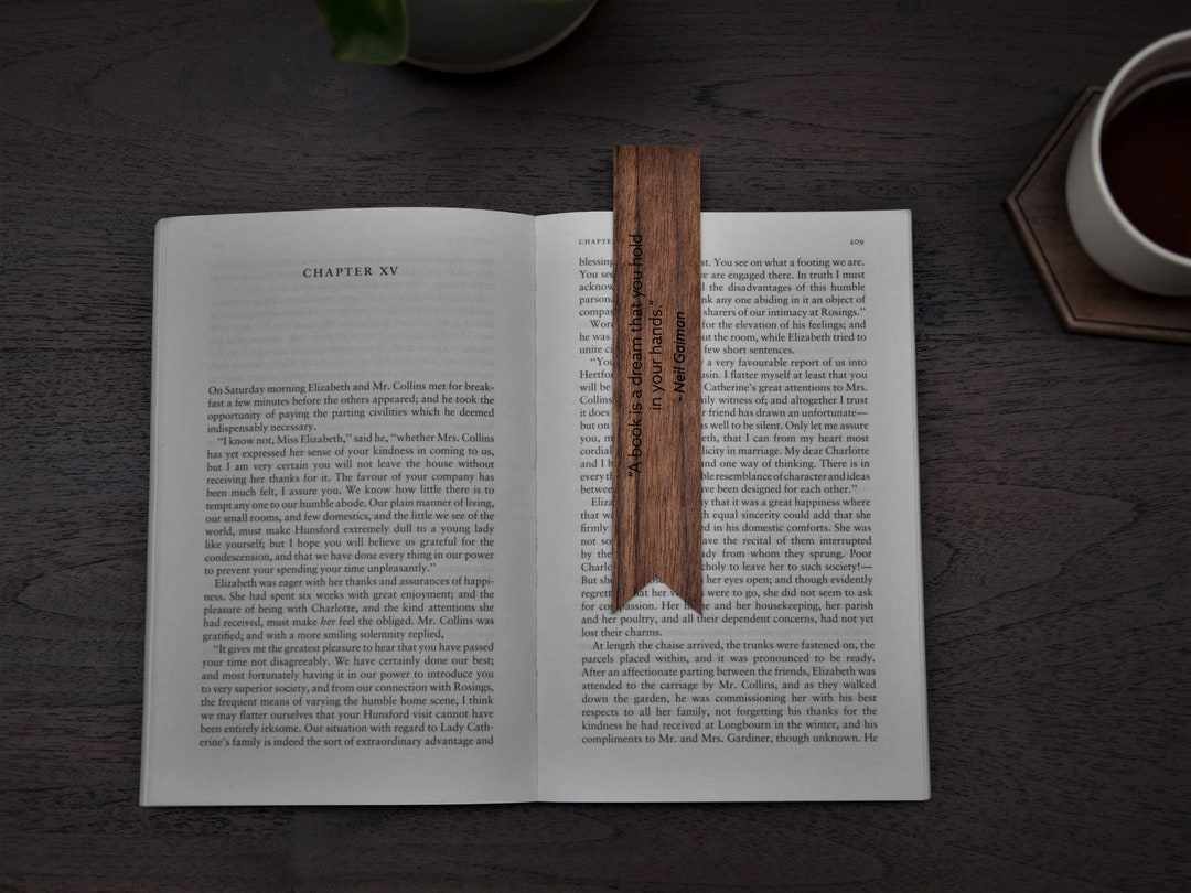 Neil Gaiman Quote Wooden Bookmark Ribbon Walnut Engraved Gift - Etsy