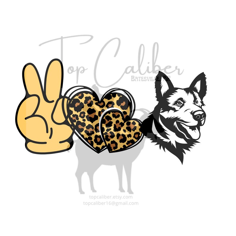 Peace Love German Shepherd SVG PNG Leopard - Etsy