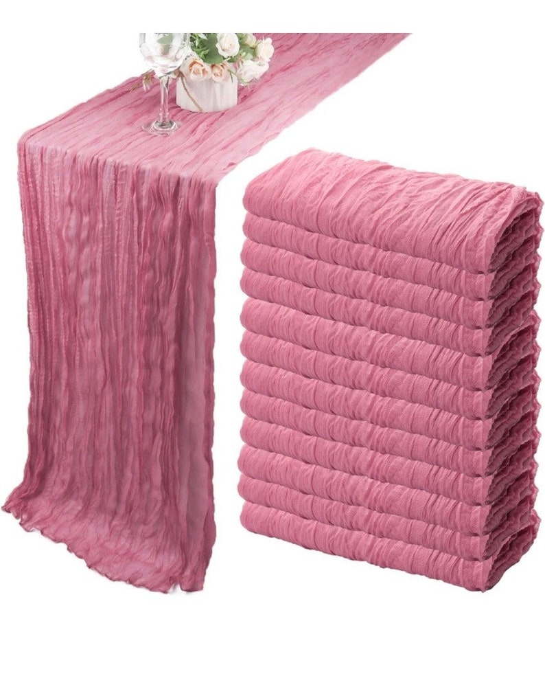 Pack of 5 Dusty Rose Cheesecloth Table Runners - Etsy