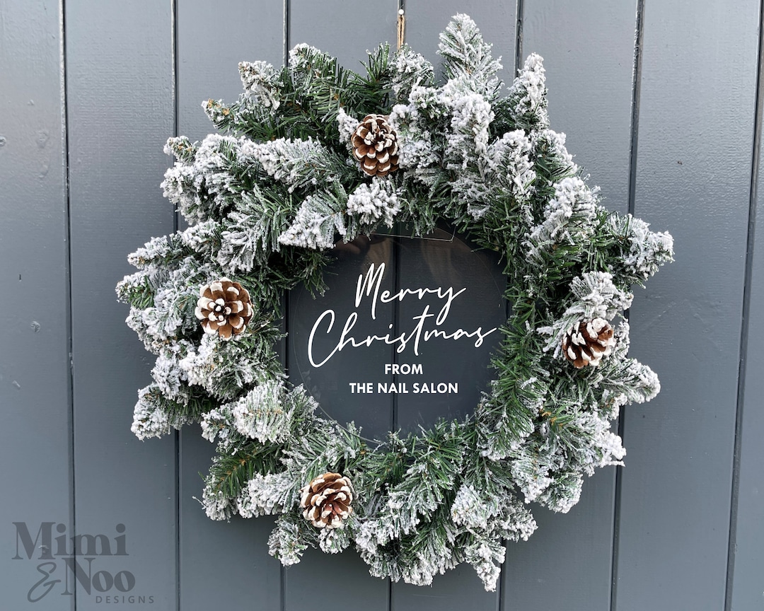 Personalised Business Shop Name Christmas Wreath Sign Acrylic Plastic ...