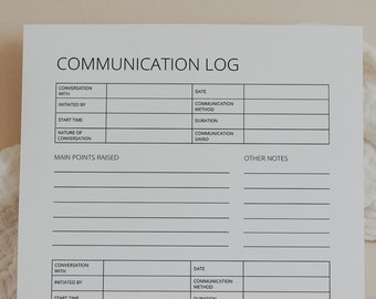 Communication Log Printable Conversation Record Team Call - Etsy UK