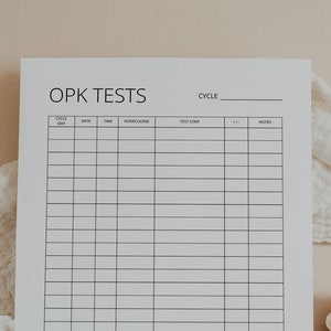 Printable OPK Test Sheet Fertility Planner Ovulation Test - Etsy