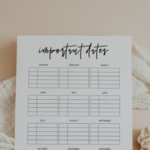 Yearly Important Dates Tracker Birthday Anniversary Party - Etsy