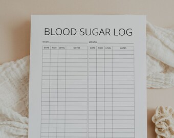 Blood Sugar Log:blood Sugar Tracker;journal;blood Glucose Log;diabetes ...