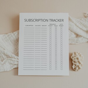 Printable Subscription Tracker Subscription Log Expense - Etsy