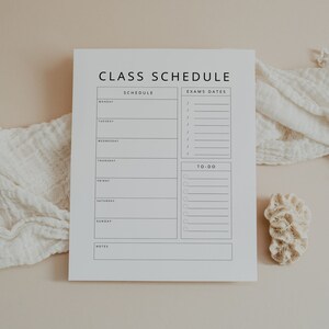 Class Schedule School Schedule Planner Minimalist Student - Etsy