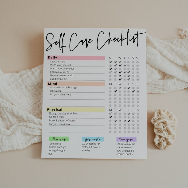 Self Care Checklist - Etsy