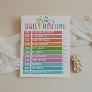 Kids Daily Routine Chart Template, Checklist, Chore Chart, Kid ...