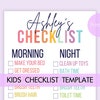 Kids Chore Chart Template, Morning Bedtime Nighttime Checklist, Kid ...
