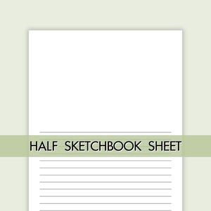 Half Sketchbook, Half Lined Blank Paper, Printable Lined Paper ...