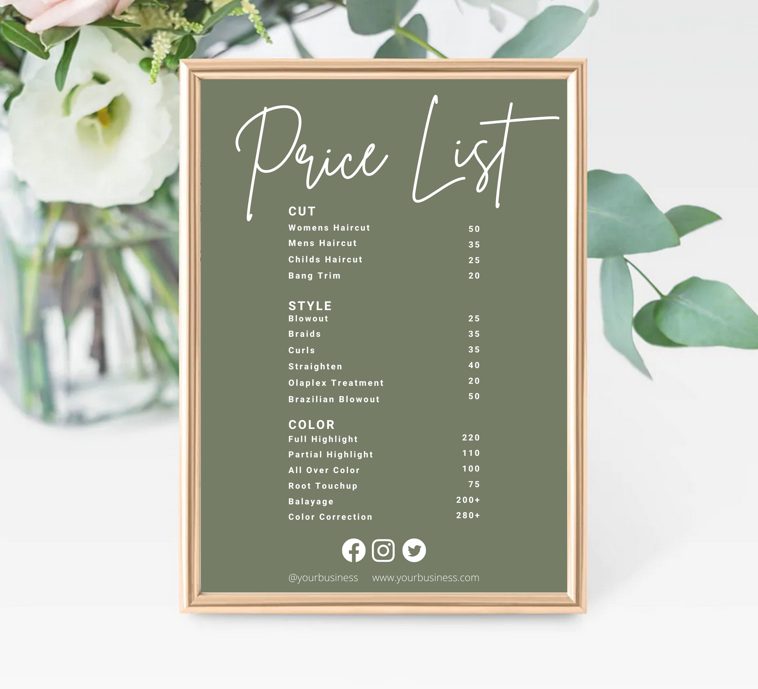Price List Template Small Business Price List Price Sheet | Etsy