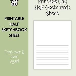 Half Sketchbook, Half Lined Blank Paper, Printable Lined Paper ...