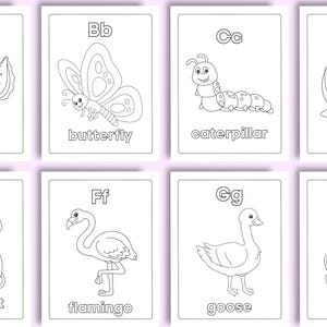Kids Animal Alphabet Coloring Book Pages, Preschool Pre-k Kindergarten ...