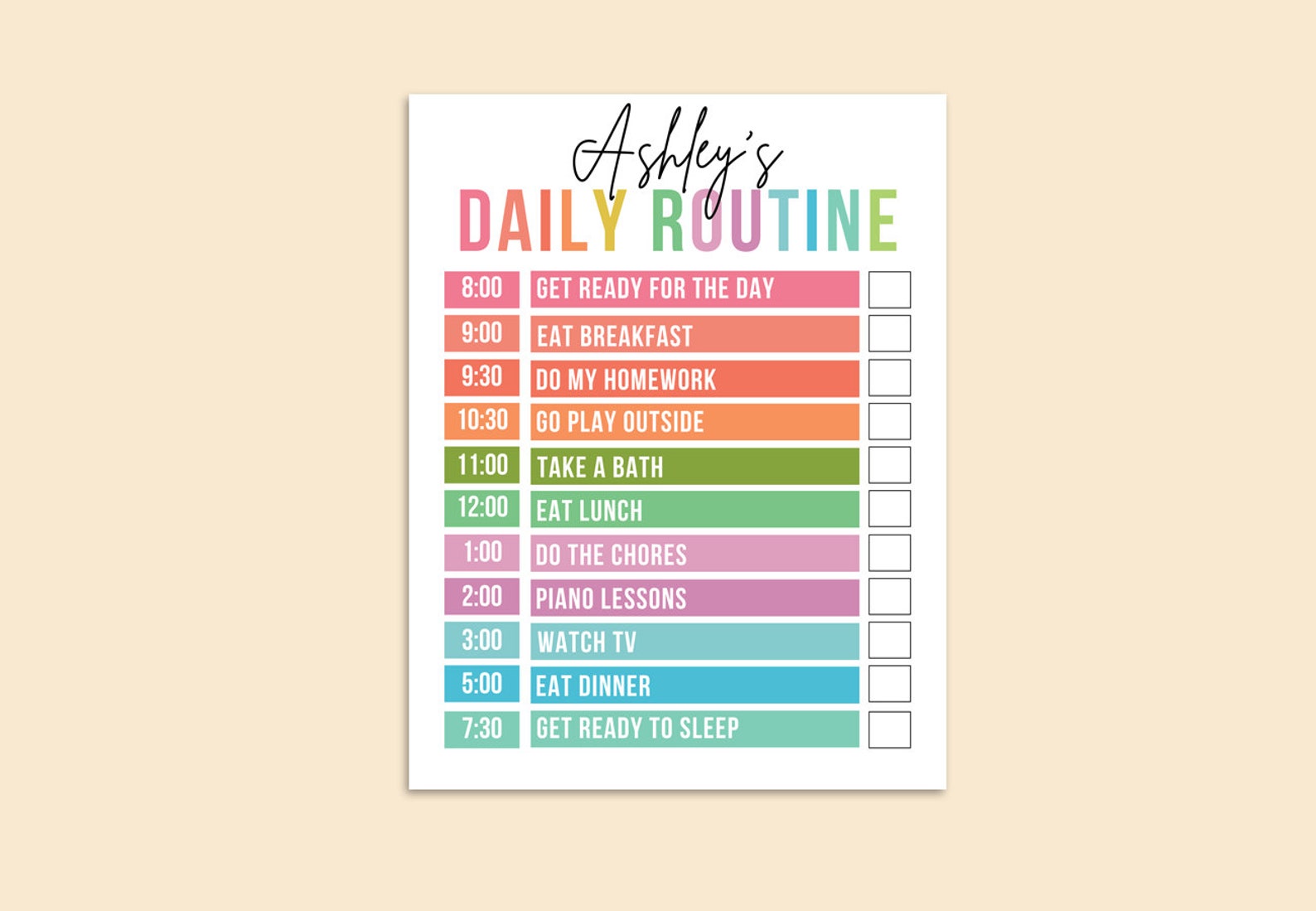 Kids Daily Routine Chart Template Checklist Chore Chart Kid - Etsy