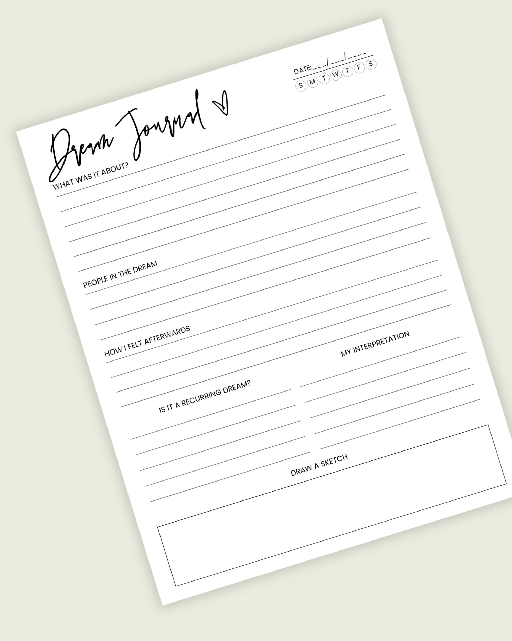 Printable Dream Journal Dream Tracker Dream Analysis Diary - Etsy