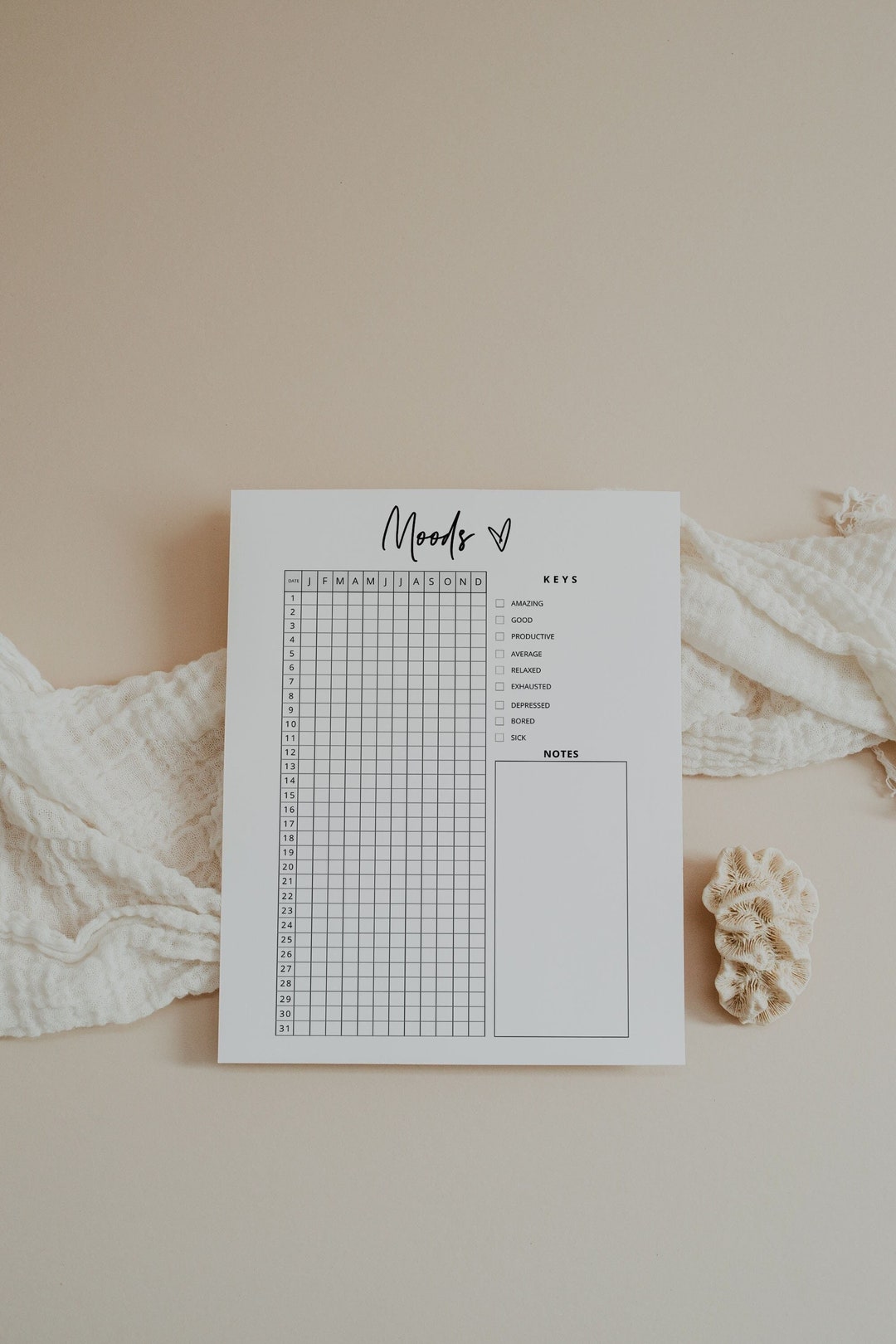 Mood Tracker Printable, Monthly Mood Log, Mood Chart, Emotion, Wellness ...