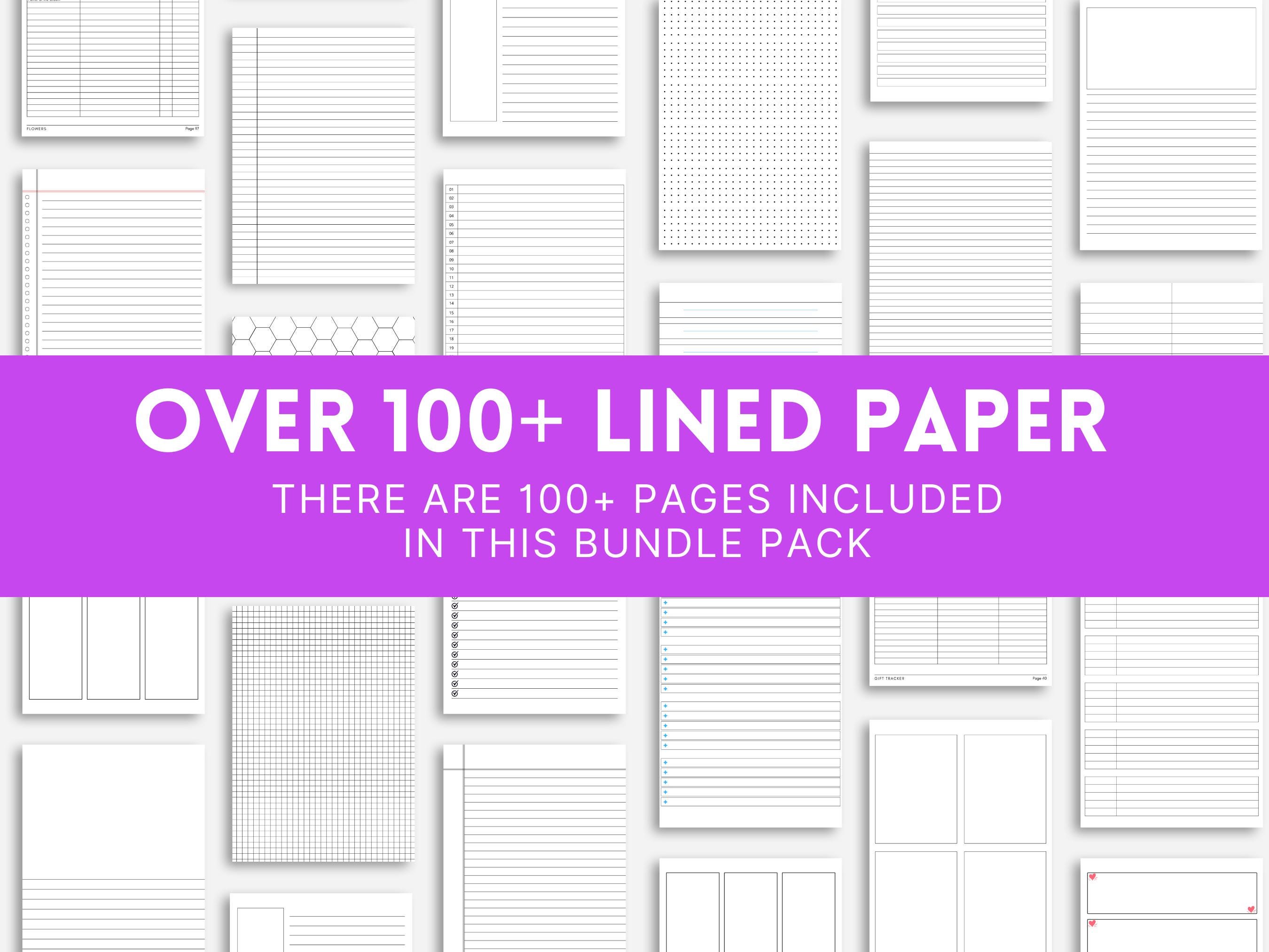 100+ Lined Paper Bundle, Notebook, Pages, Writing, Journal, Notes, Wide ...