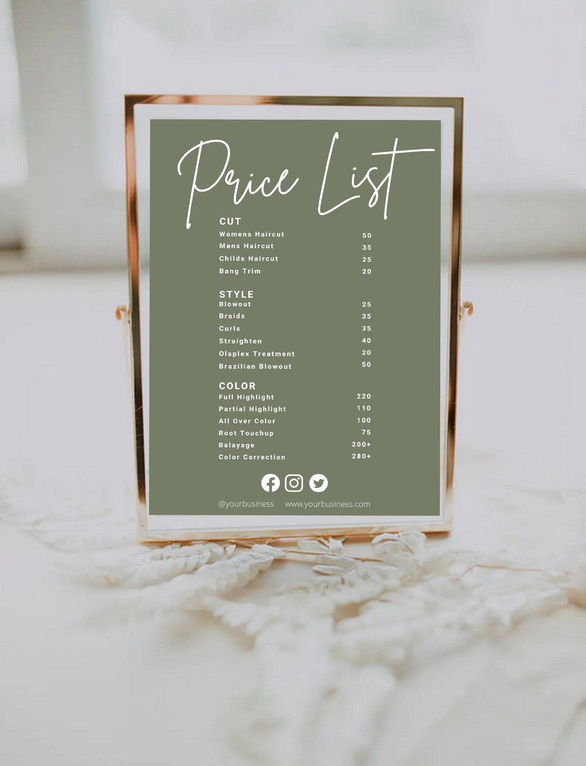 Price List Template Small Business Price List Price Sheet | Etsy