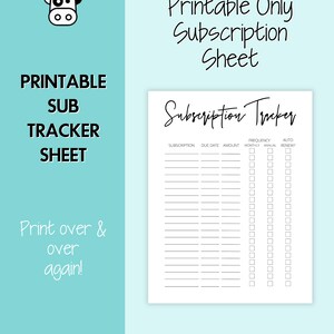 Printable Subscription Tracker, Subscription Log, Expense Tracker ...