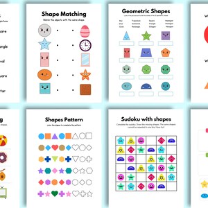 Kids Shapes Worksheets, Matching Patterns, Learning Shapes, Preschool ...