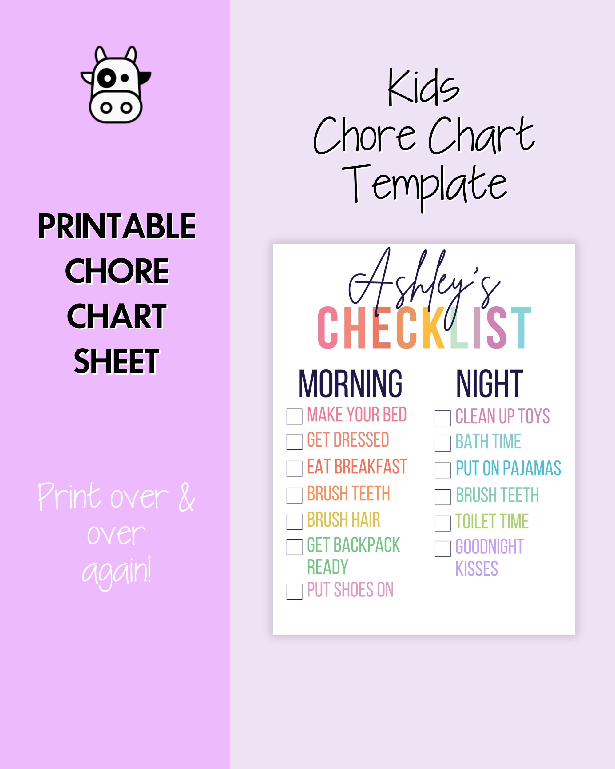 Kids Checklist Template Morning Bedtime Nighttime Checklist - Etsy