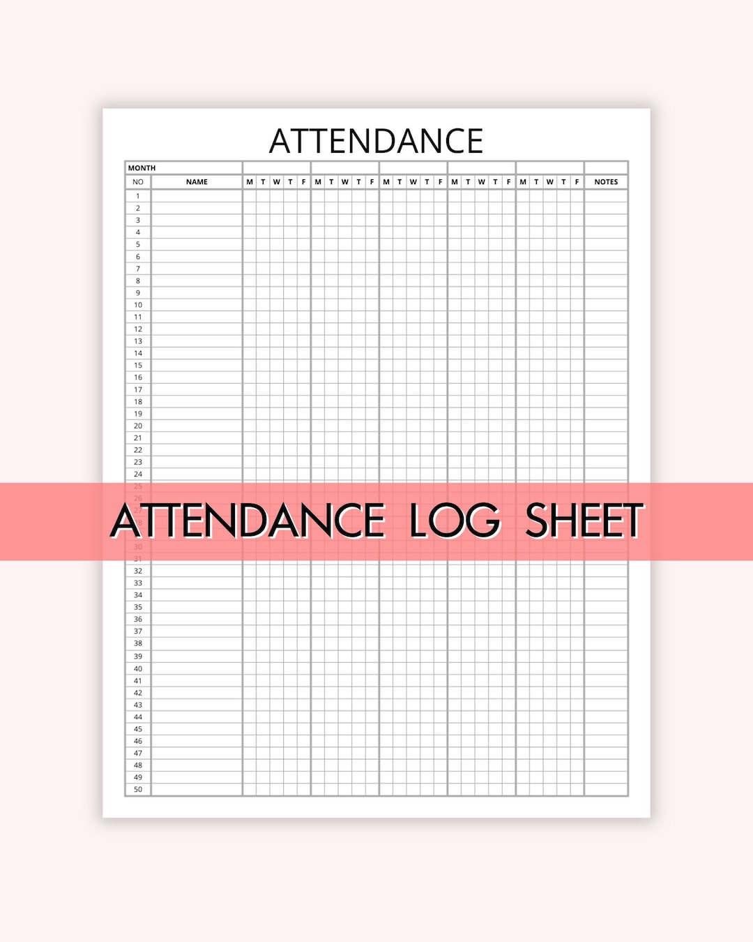 Attendance Sheet, Student Tracker, Attendance Log, Record, Teacher ...