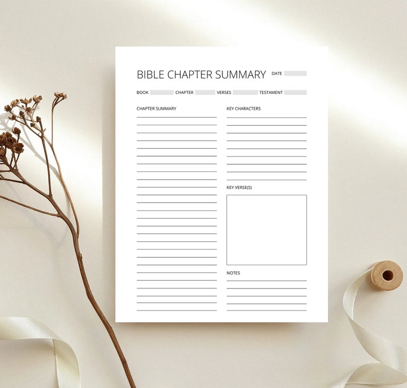Printable Bible Chapter Summary Bible Study Planner Faith - Etsy