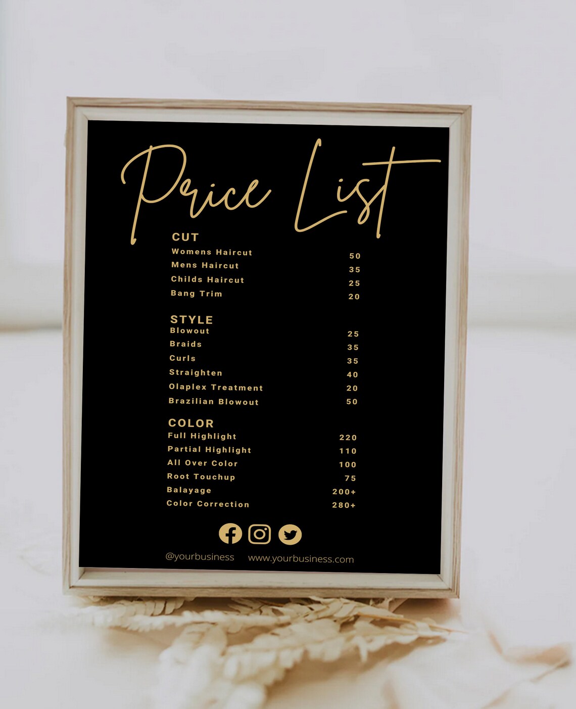 PRINTABLE EDITABLE Price List Template | Small Business Price List ...