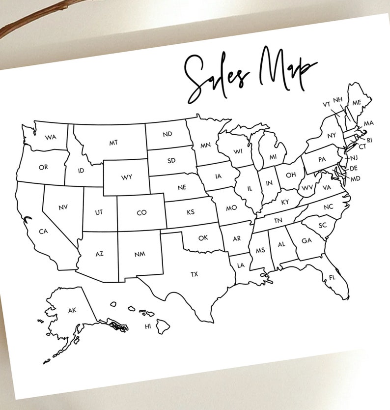 Sales Map Tracker USA Sales Map Etsy Sales Map Coloring - Etsy