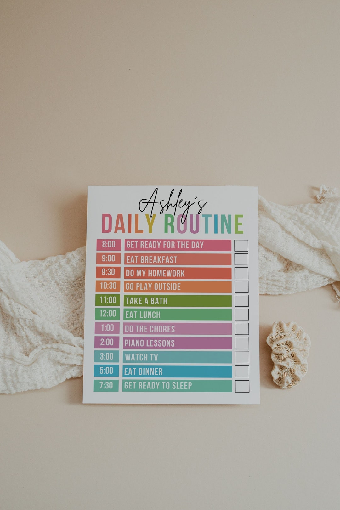 Kids Daily Routine Chart Template, Checklist, Chore Chart, Kid ...