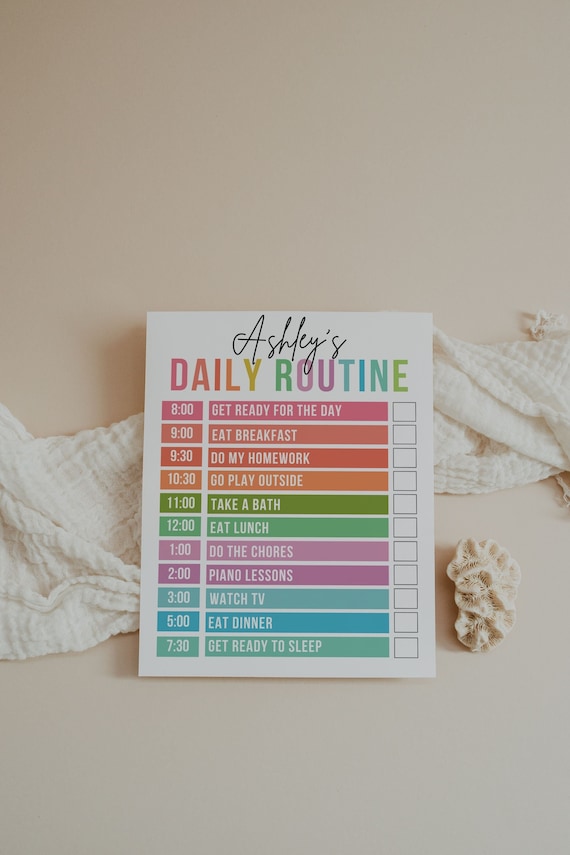 Kids Daily Routine Chart Template Checklist Chore Chart Kid | Etsy
