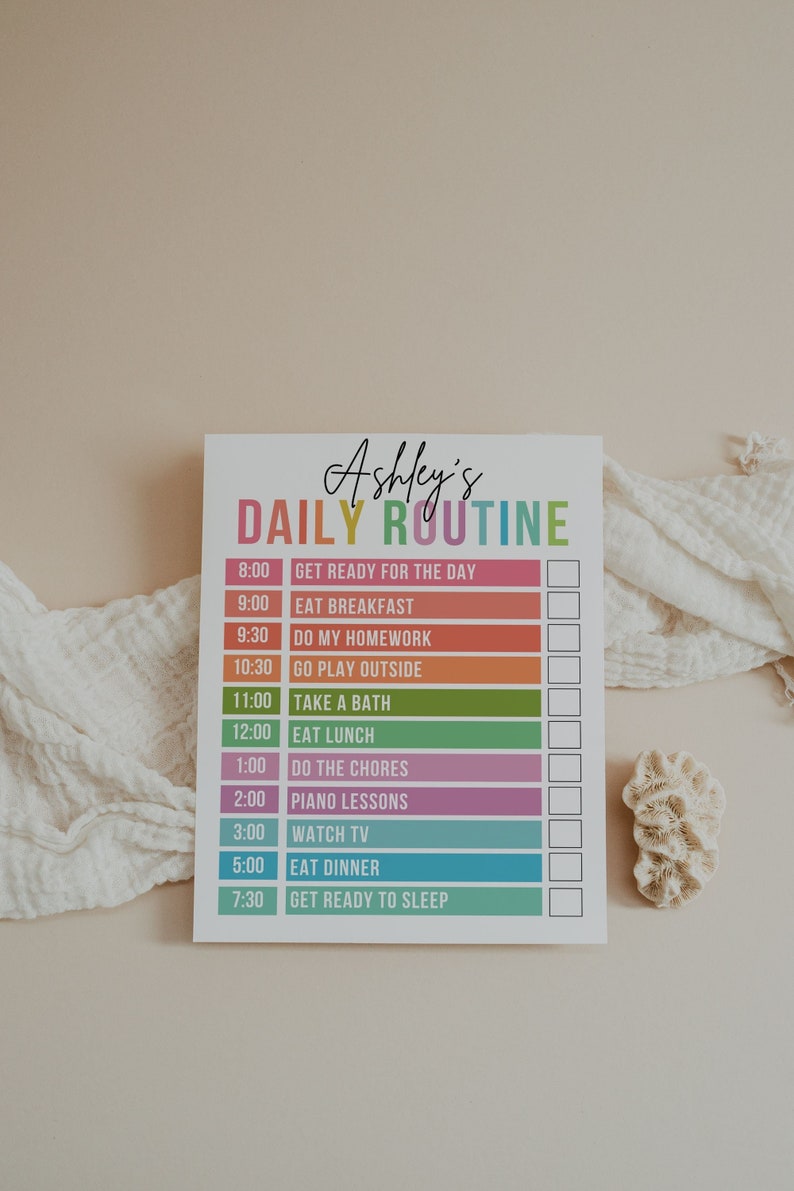 Kids Daily Routine Chart Template Checklist Chore Chart Kid - Etsy