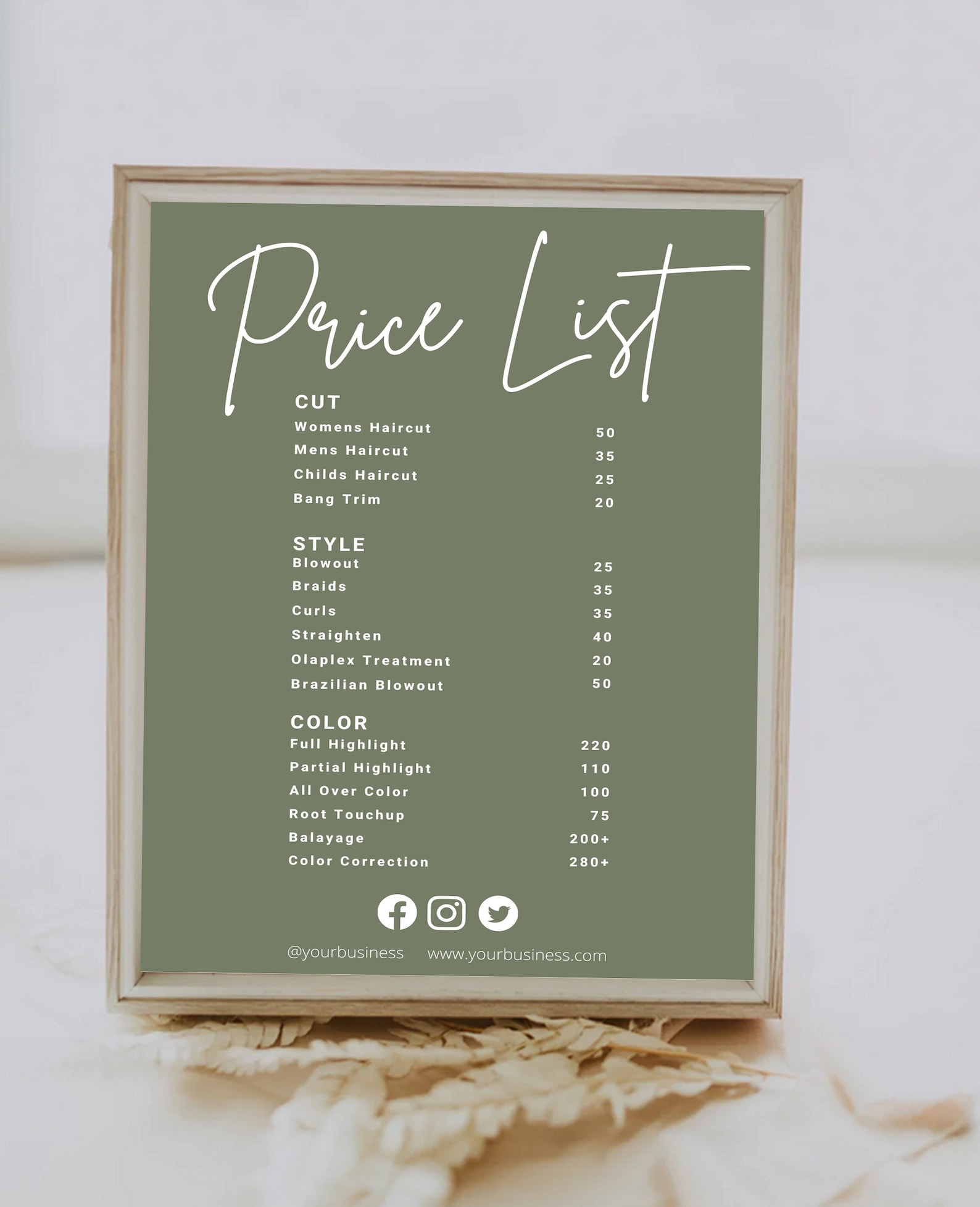 Price List Template Small Business Price List Price Sheet | Etsy