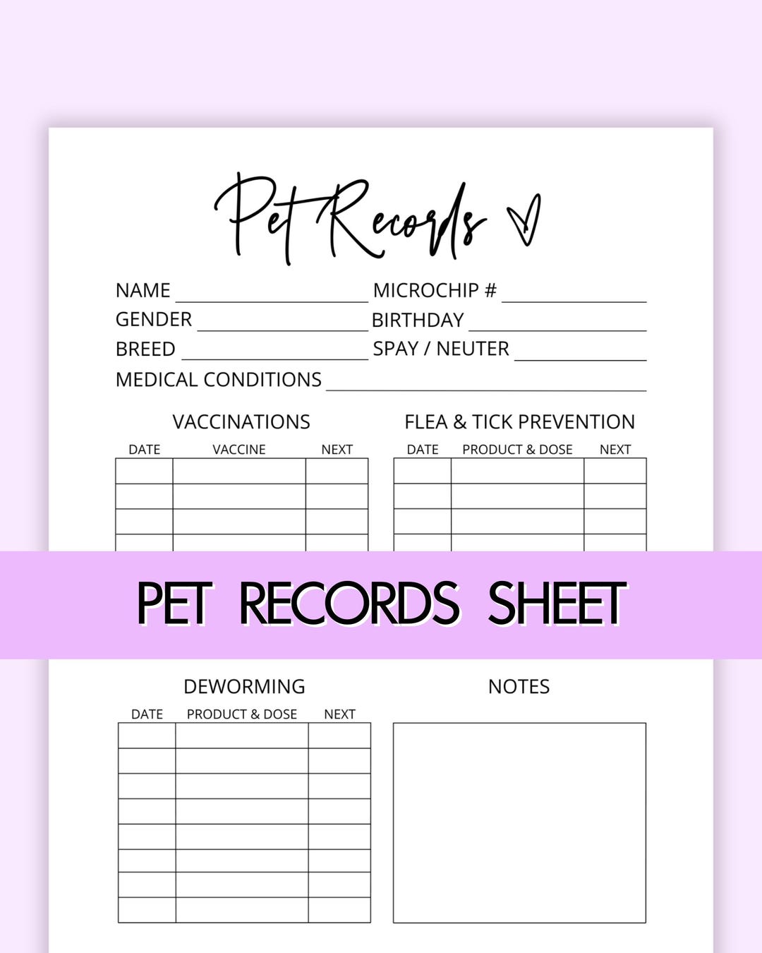 Pet Health Records, Cat Dog Record, Vaccinations, Flea & Tick, Vet ...