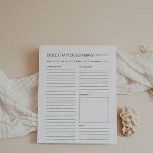 Printable Bible Chapter Summary Bible Study Planner Faith - Etsy