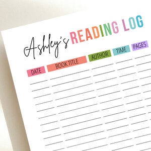 EDITABLE PRINTABLE Kids Reading Log Template | Book Tracker Insert ...