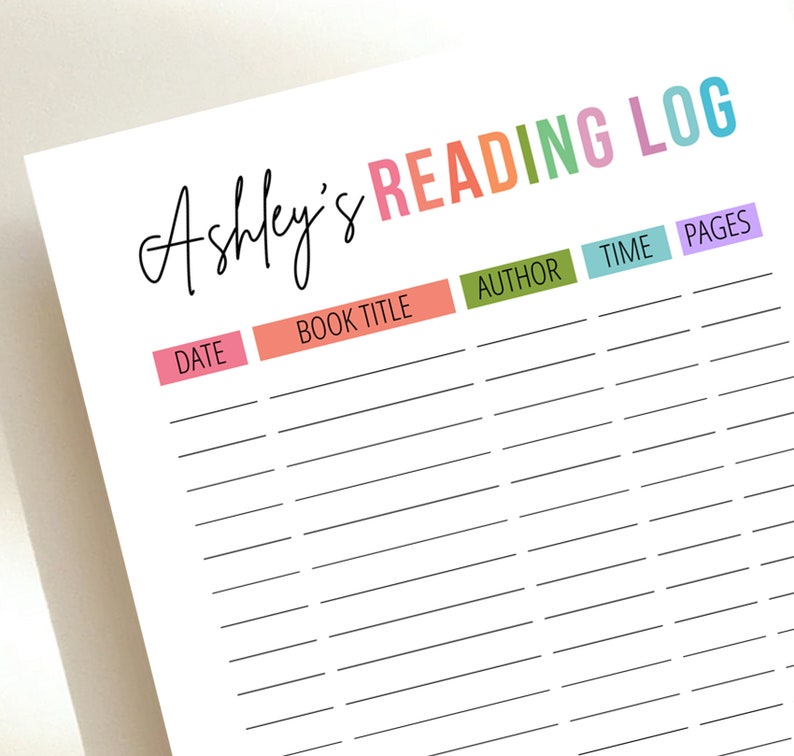 EDITABLE PRINTABLE Kids Reading Log Template Book Tracker - Etsy