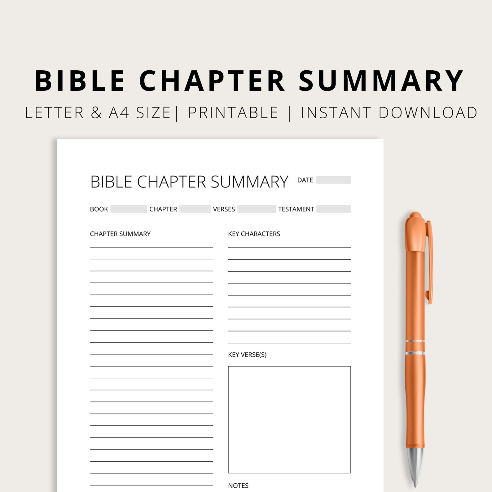 Printable Bible Chapter Summary, Bible Study Planner, Faith, Religion ...