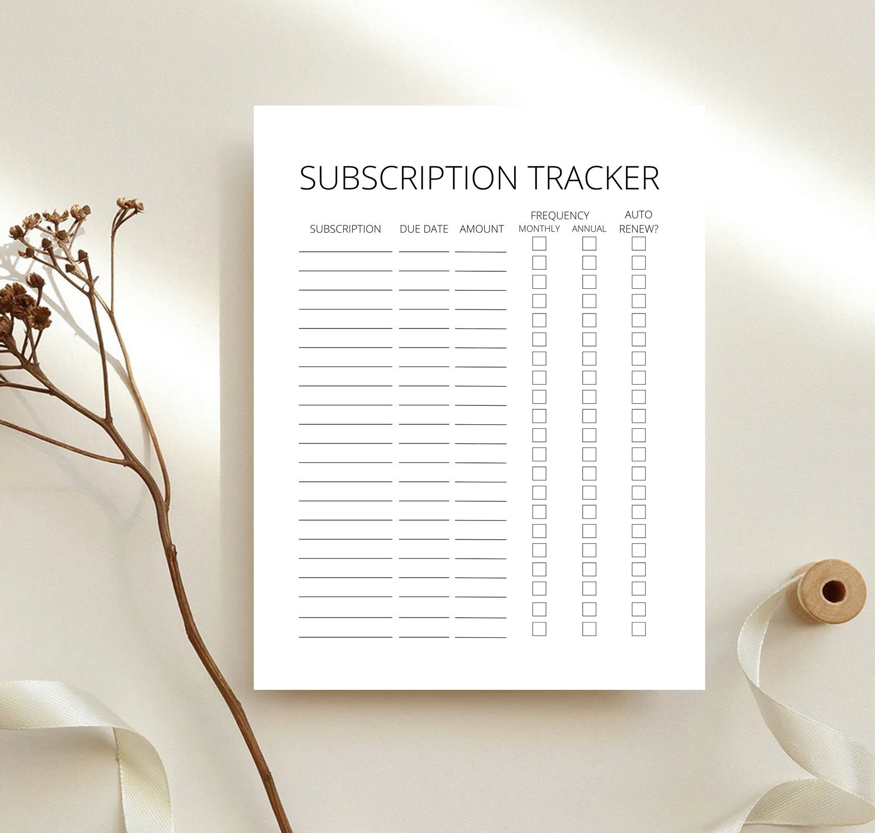 Printable Subscription Tracker Subscription Log Expense - Etsy