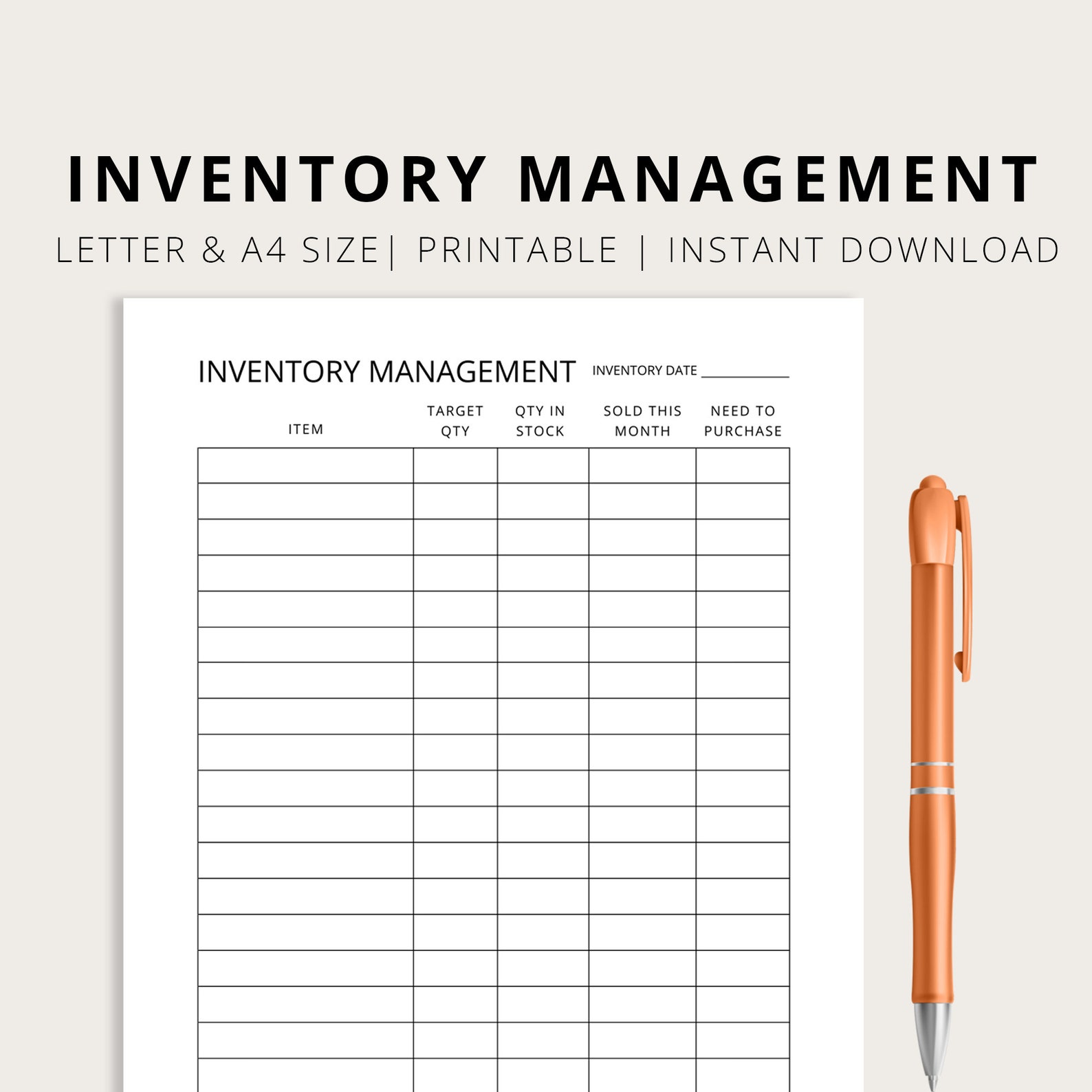 Inventory Management Form Inventory Management Tracker - Etsy