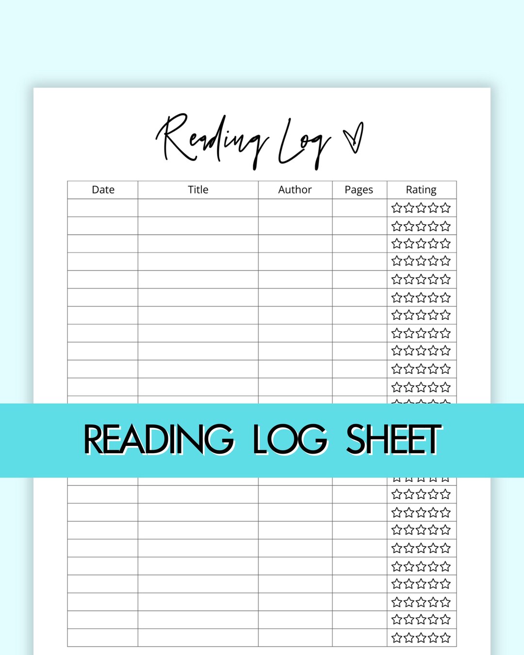 Reading Log Sheet, Book Tracker, Books to Read, Books I've Read, Book ...
