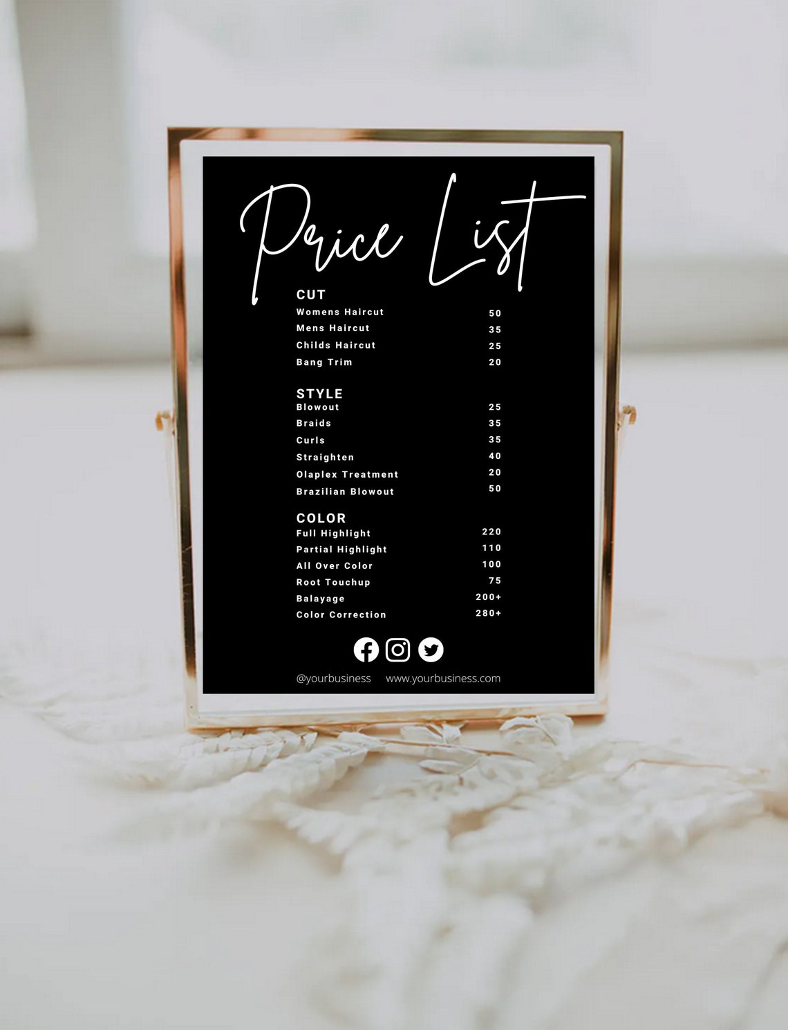 Price List Template Small Business Price List Price Sheet - Etsy Canada